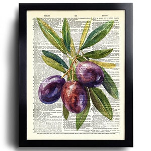 Olive Print Set of 6 Olive Wall Art Olive Poster Green Olive Painting ...