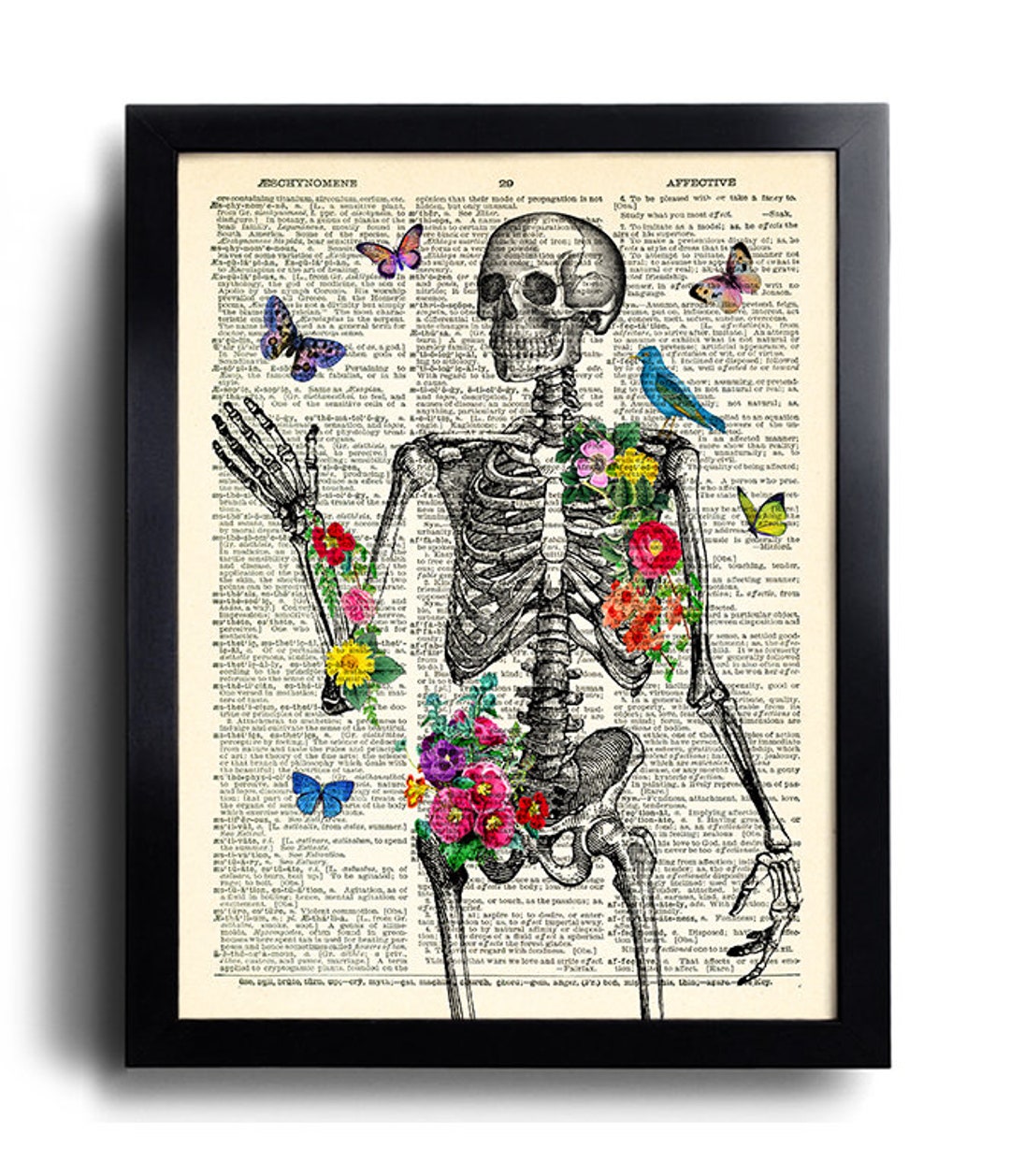 Floral Skeleton Print Skeleton Poster Skull Anatomy Art Print Doctors ...