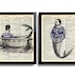 Tattooed Mermaid Couple Art Print Set of 2 Mermaid Poster Wedding Gift ...