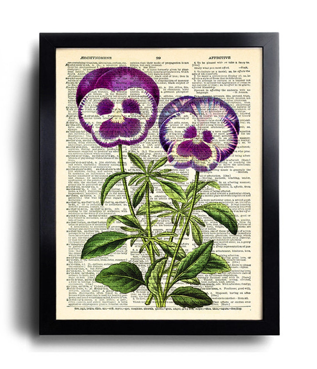 Dictionary Page Collage Repurposed Flower Violet Art Print Vintage Book ...