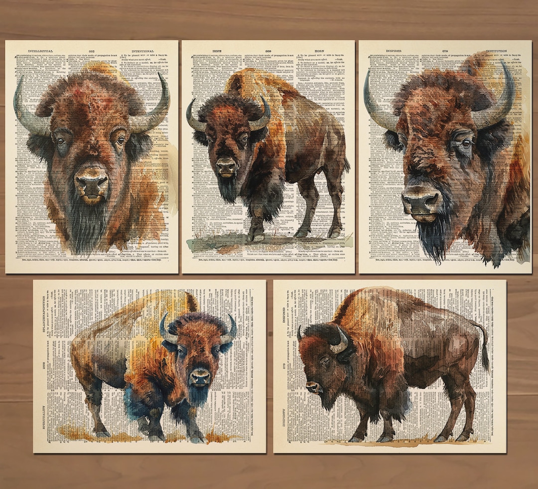 Buffalo Print Set of 5 Buffalo Poster Set Buffalo Painting Art Print ...