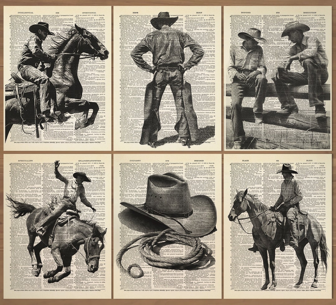 Cowboy Print Set of 6 Cowboy Poster Cowboy Wall Art Cowboy Art Print ...