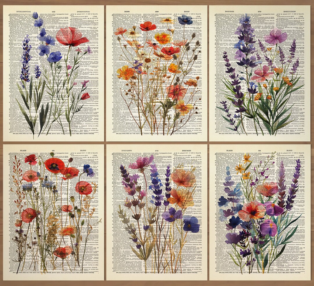 Flower Prints Set of 6 Wildflower Poster Wildflowers Wall Art Wild ...