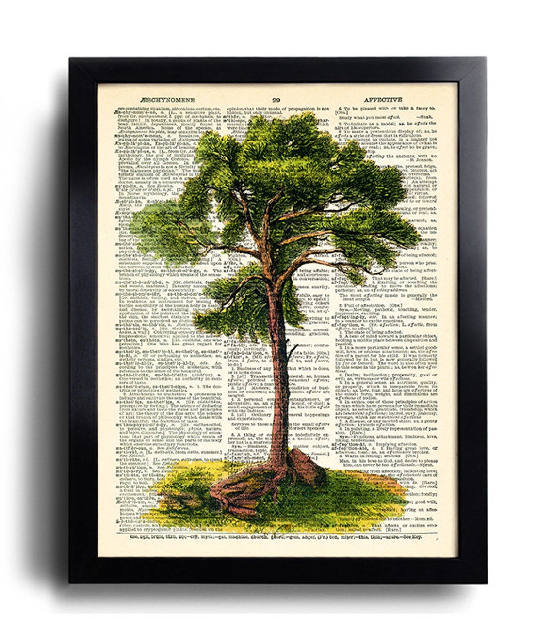 Tree Green Nature Art Print Vintage Book Print Upcycled - Etsy