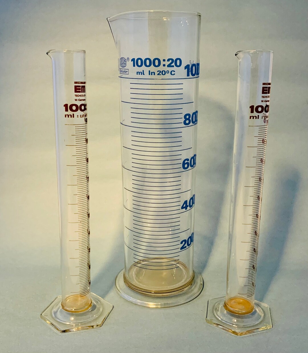 Vintage Science Glass / Scientific Measuring Cylinders / West Germany ...