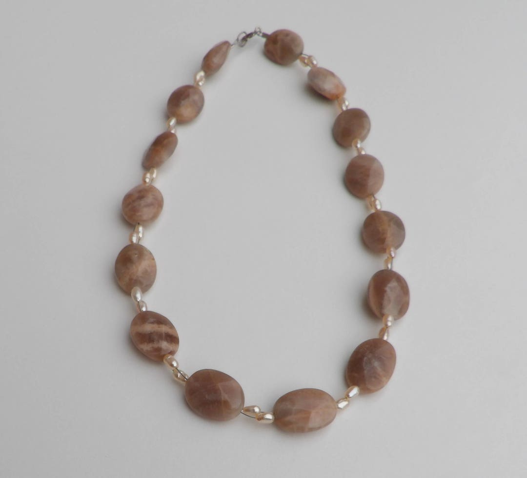 Sunstone and Pearl Necklace - Etsy