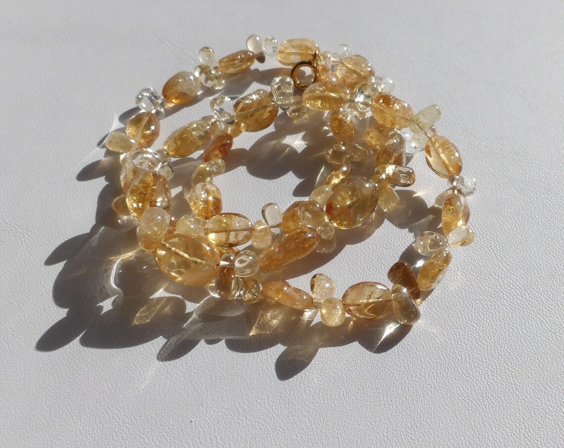 Collier en citrine or - Etsy France