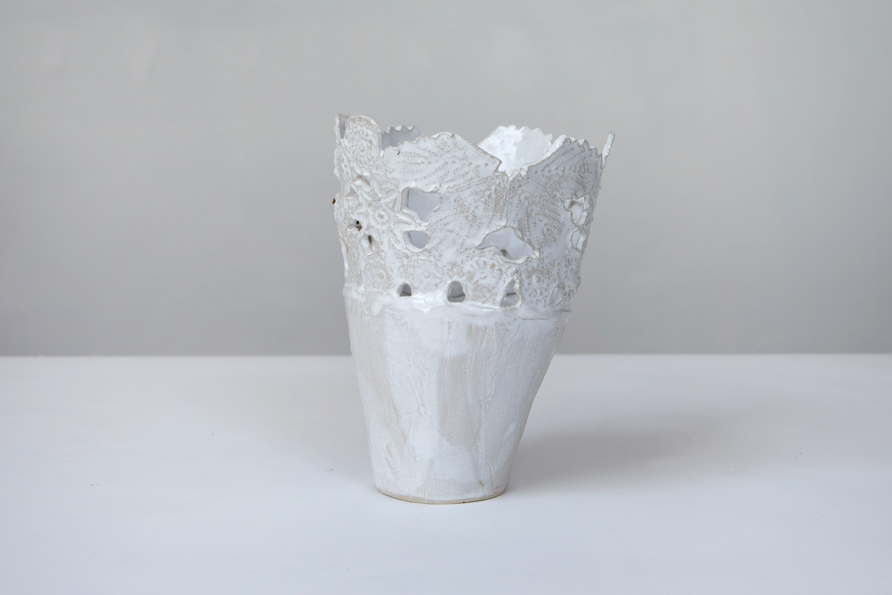 Organic White Ceramic Vase | White Ceramic Decorative Planter ...