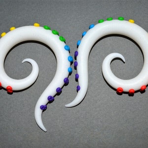 Rainbow Plugs Rave Earrings Rave Outfit Edc Outfit Octopus Tentacle ...
