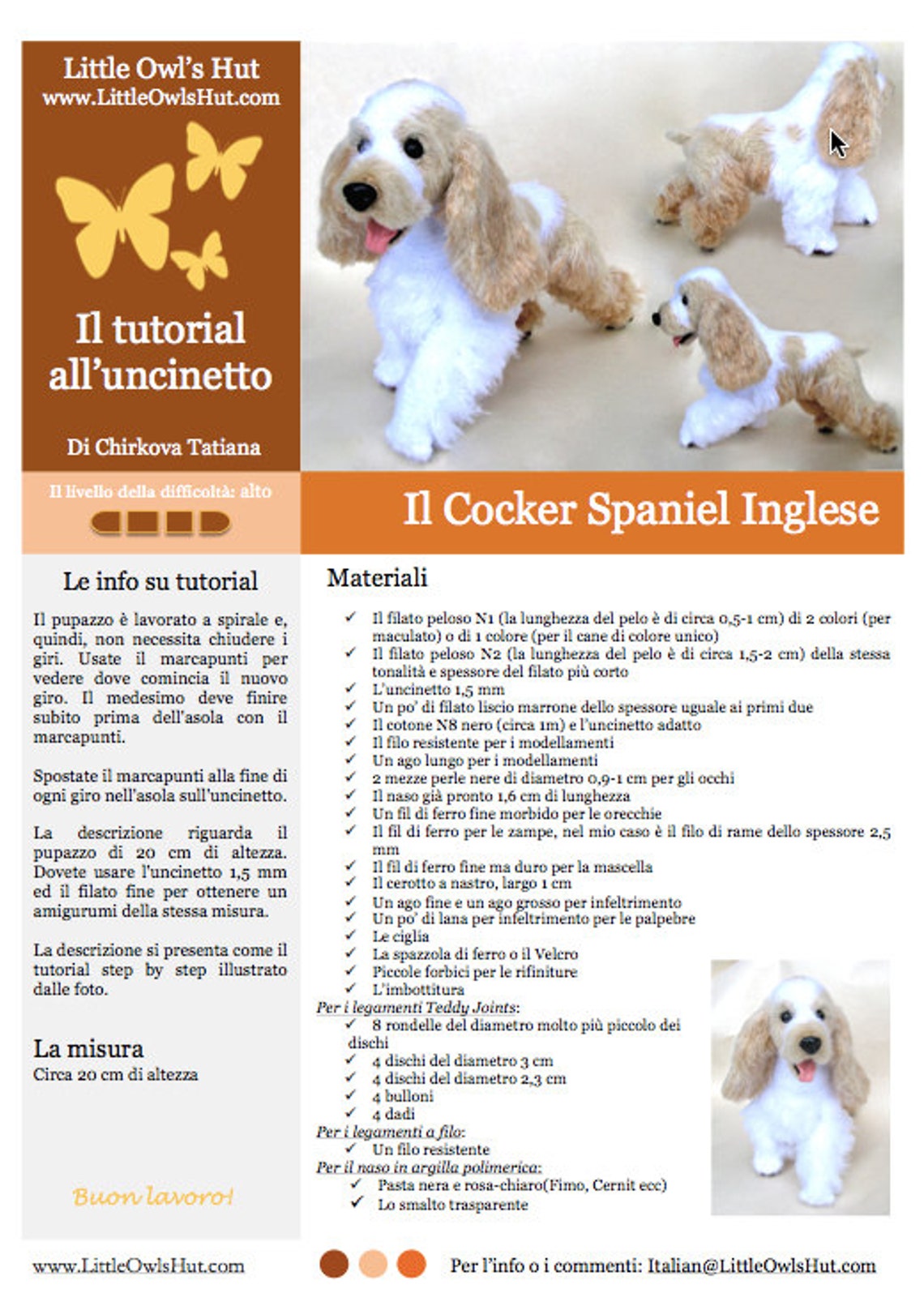 104IT the English Cocker Spaniel Crochet Tutorial. Amigurumi Toy PDF by ...