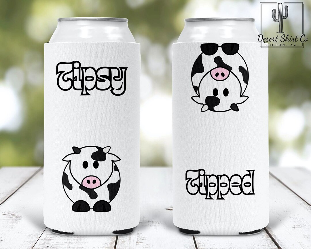 Tipsy Tipped Highland Cow 12oz Skinny Can Hugger Slim Can Neoprene ...