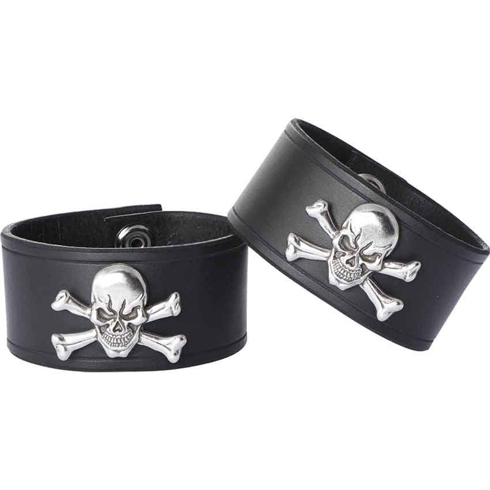 Leather Wrist Cuffs With Skull and Crossbones Pirate Wrist - Etsy