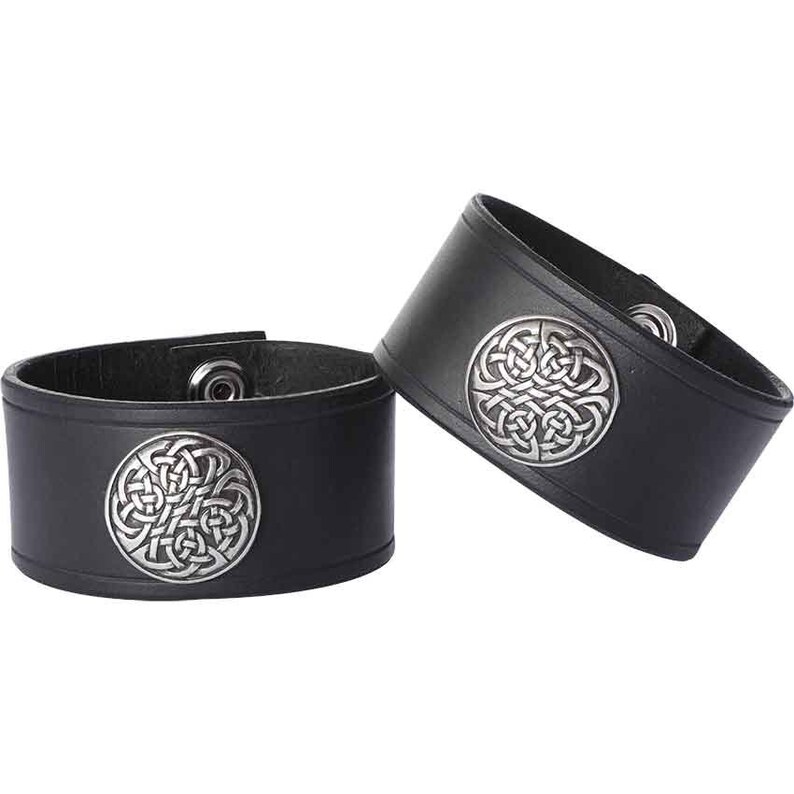 Leather Wrist Cuffs With Celtic Shield - Celtic Accessory - #DK6019-6 ...