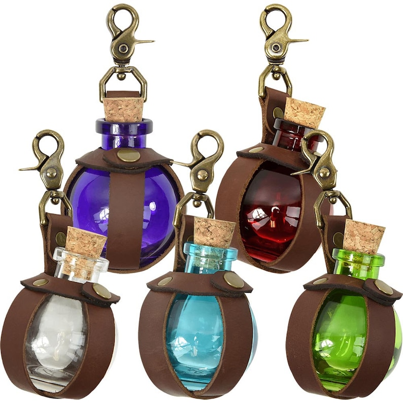 Small Potion Bottle With Clasp - Glass Potion Bottle With Leather ...