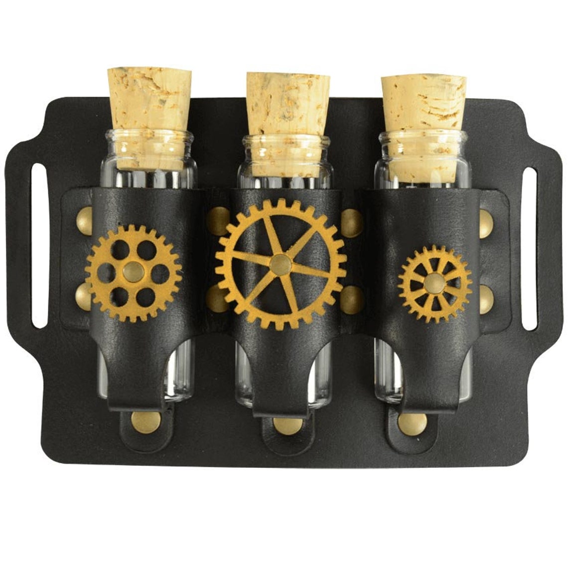 Geared Steampunk Three Bottle Holder Belt Slide Steampunk - Etsy