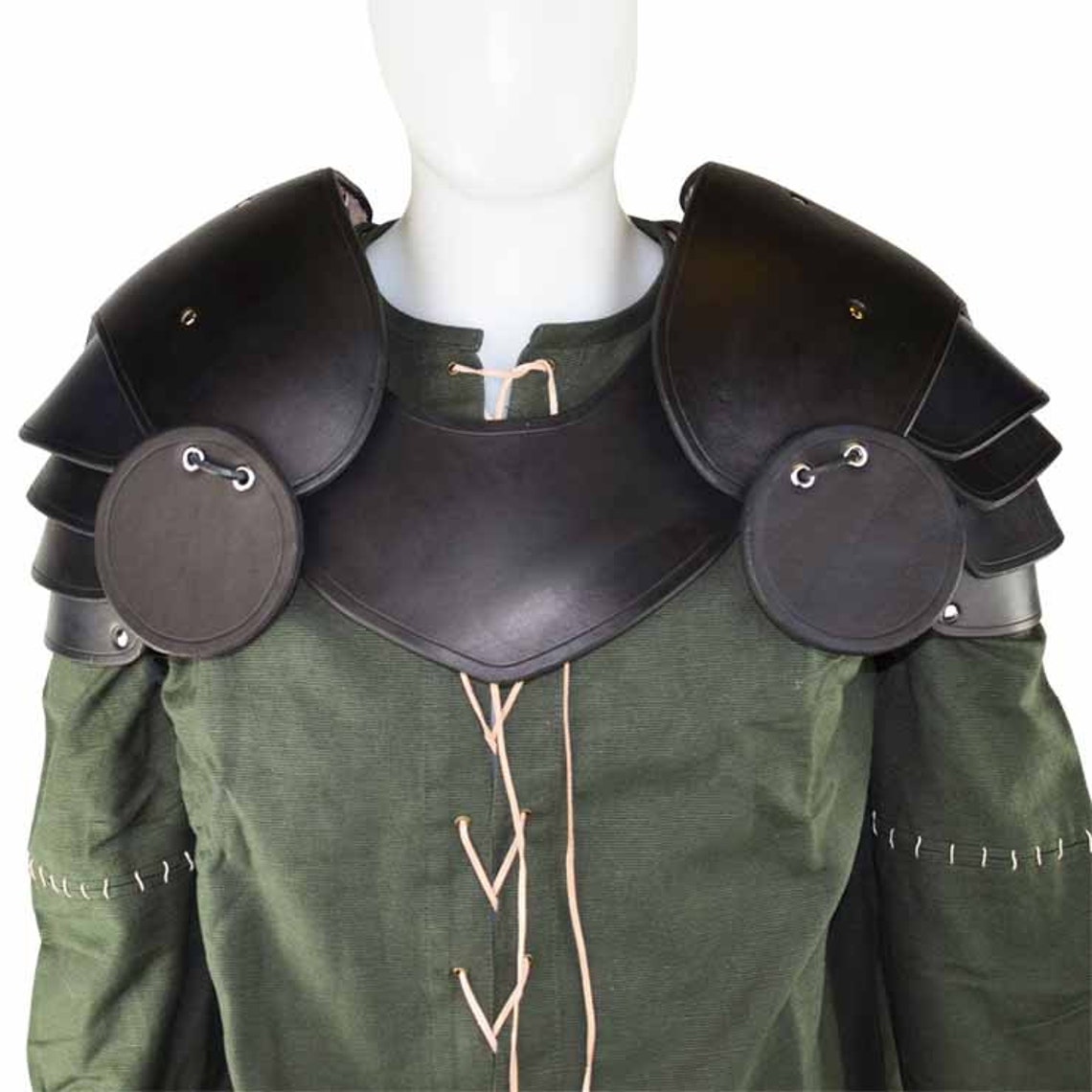 Knightly Leather Pauldrons With Besagews Medieval Leather | Etsy