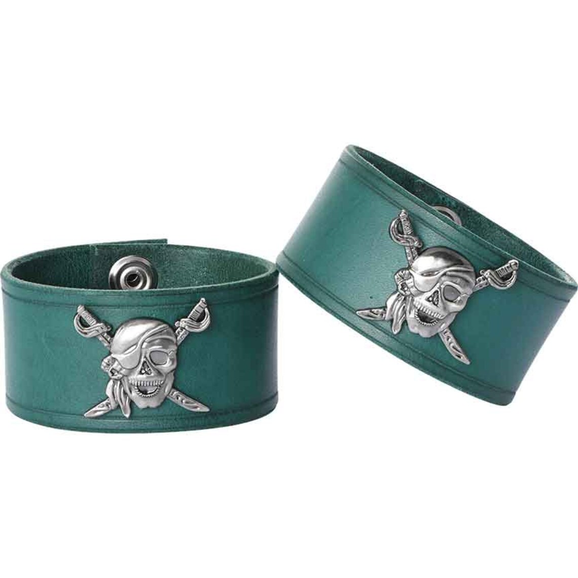 Leather Wrist Cuffs With Pirate Skull Pirate Accessory - Etsy