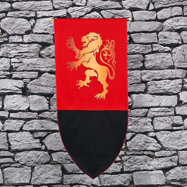 Rampant Lion Medieval Banner, Medieval Flag Banner, Wall Hanging Banner ...