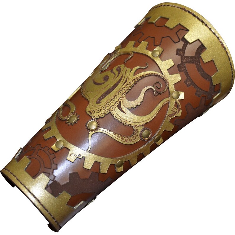 Steampunk Leather Arm Bracer With Octopus and Gears DK6073 | Etsy