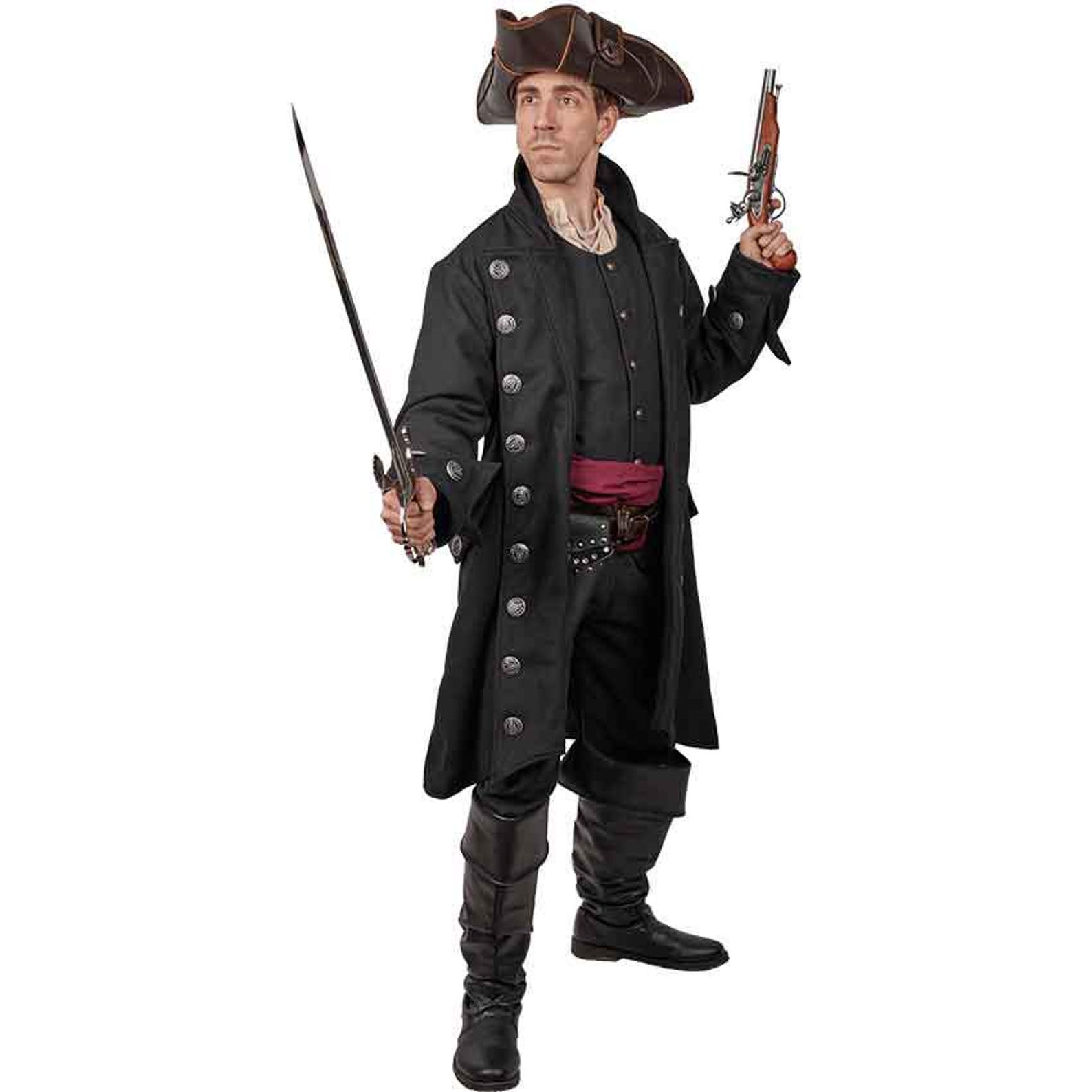 Wool Buccaneer Coat, Pirate Jacket, Captain Coat, Pirate Clothing, Ren ...