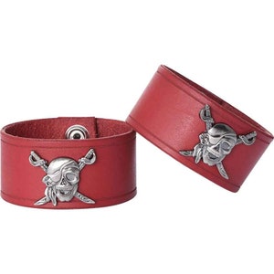 Leather Wrist Cuffs With Pirate Skull - Pirate Accessory - #DK6019-12 ...
