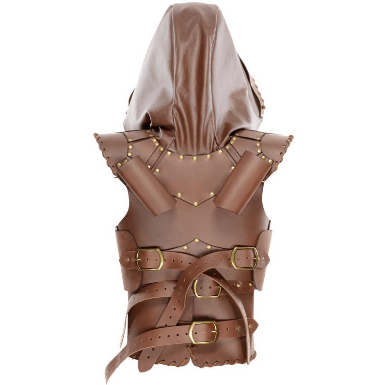 Dark Rogue Leather Armour With Hood, Ren Fair Leather Armor, Medieval ...