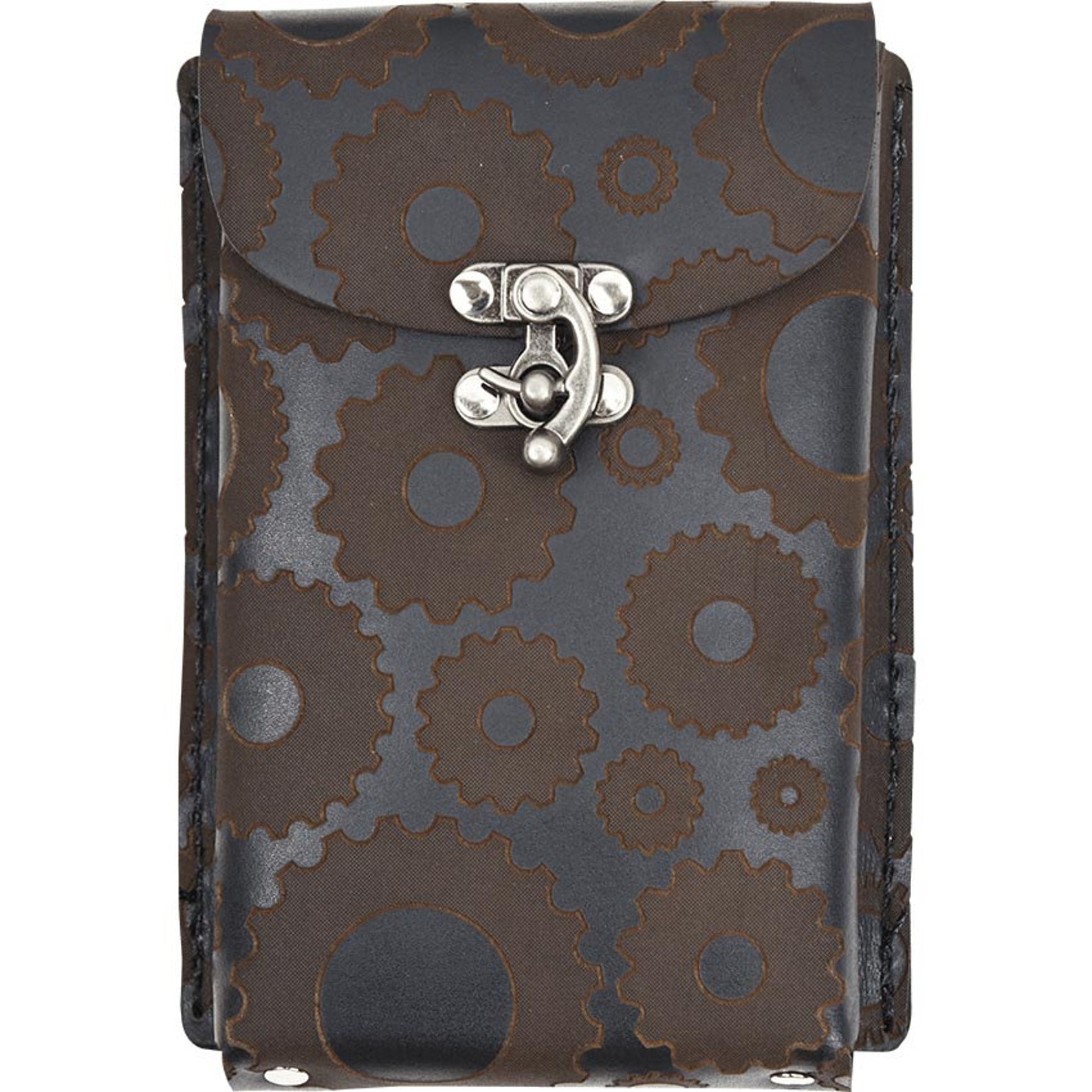 Steampunk Leather Phone Holder With Clasp - Steampunk Holder - Leather ...