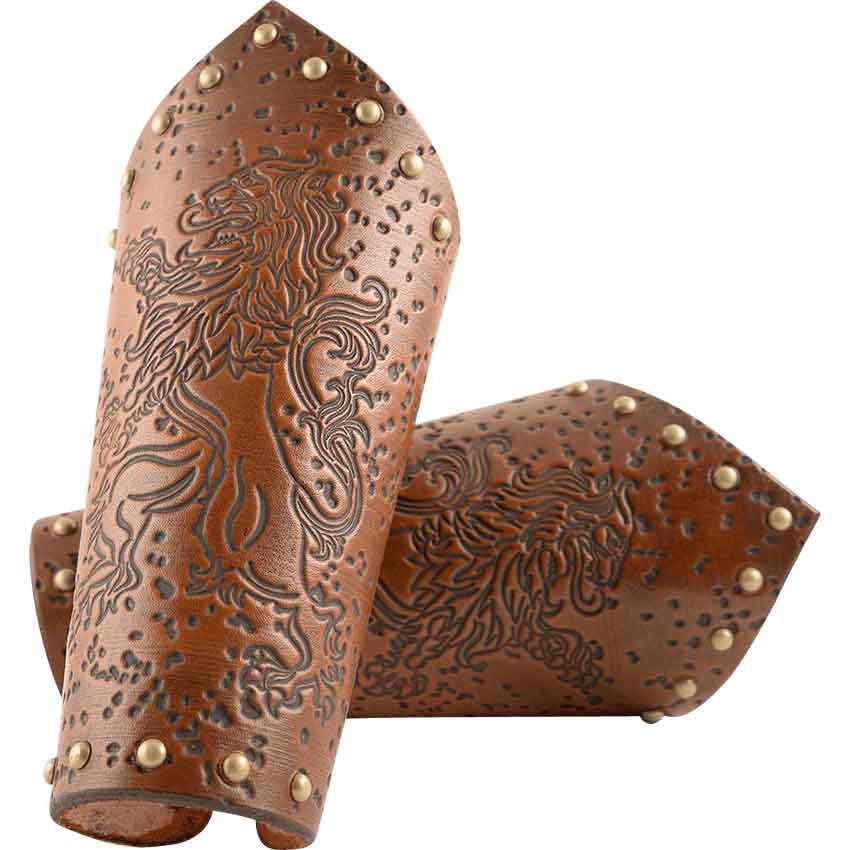 Rampant Lion Leather Arm Bracers Medieval Leather Bracers | Etsy