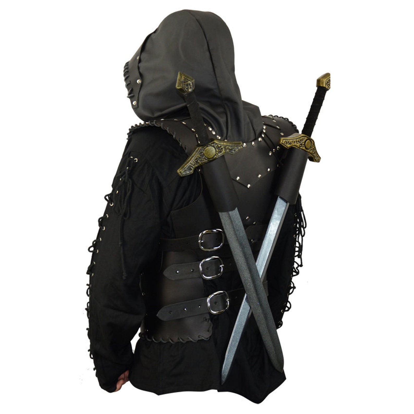 Dark Rogue Leather Armour With Hood, Ren Fair Leather Armor, Medieval ...