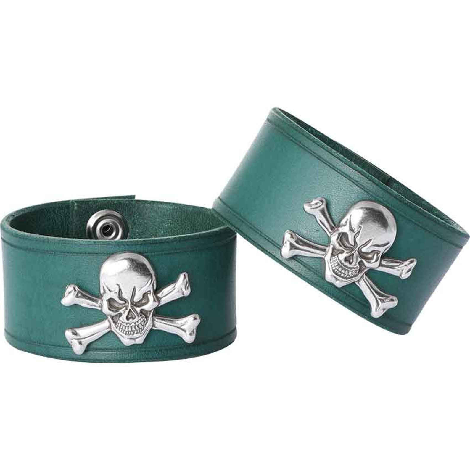 Leather Wrist Cuffs With Skull and Crossbones Pirate Wrist - Etsy