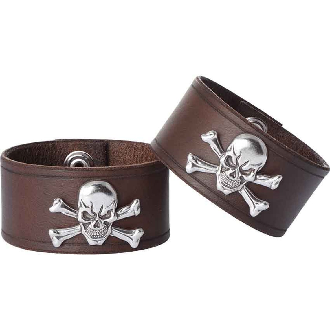 Leather Wrist Cuffs With Skull and Crossbones Pirate Wrist - Etsy