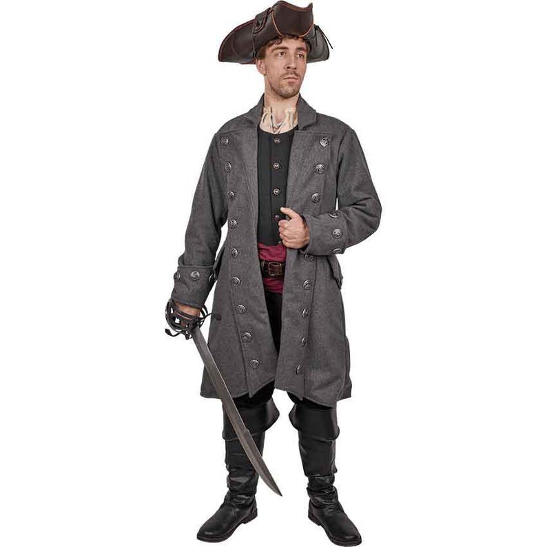 Wool Buccaneer Coat, Pirate Jacket, Captain Coat, Pirate Clothing, Ren ...