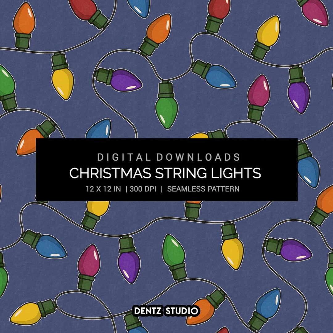 Christmas Lights Seamless Pattern | 12x12in 300 DPI JPG Digital Paper ...
