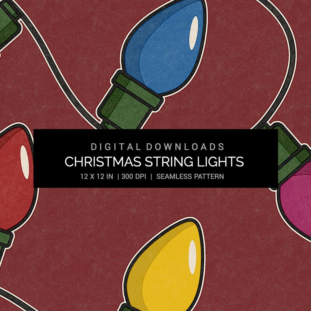 Christmas Lights Seamless Pattern | 12x12in 300 DPI JPG Digital Paper ...