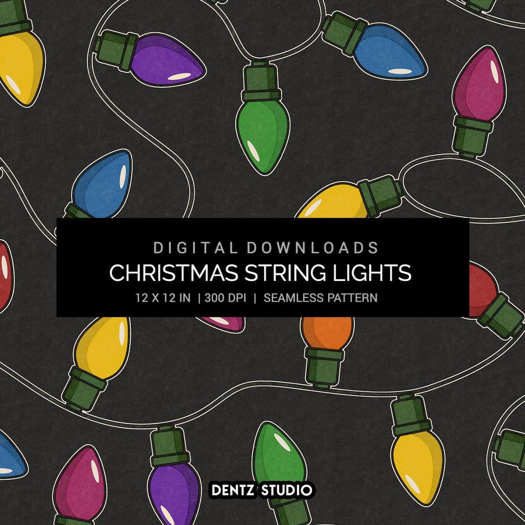 Christmas Lights Seamless Pattern | 12x12in 300 DPI JPG Digital Paper ...