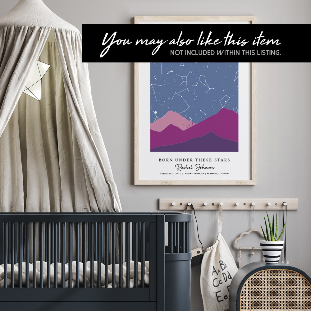 Printed Personalized Star Chart for Nursery, Mountain Range ...