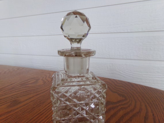 English Cut Glass Harvard Pattern Cologne Bottle - Gem