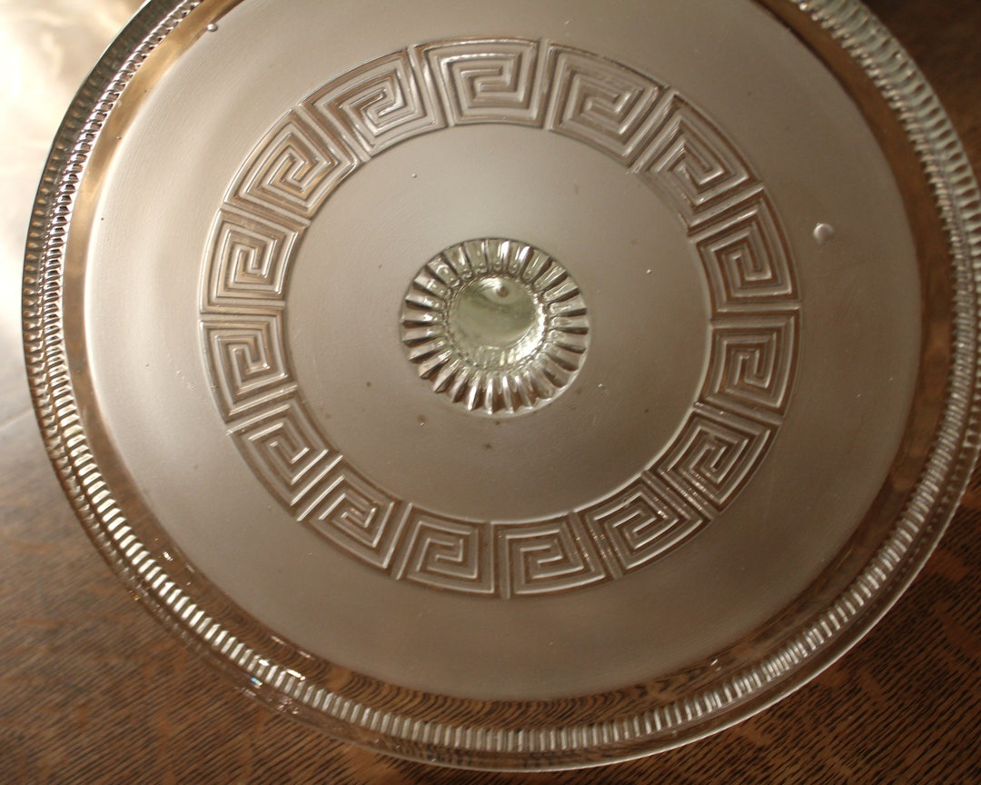 American Flint Glass Compote With Greek Key Pattern - Etsy