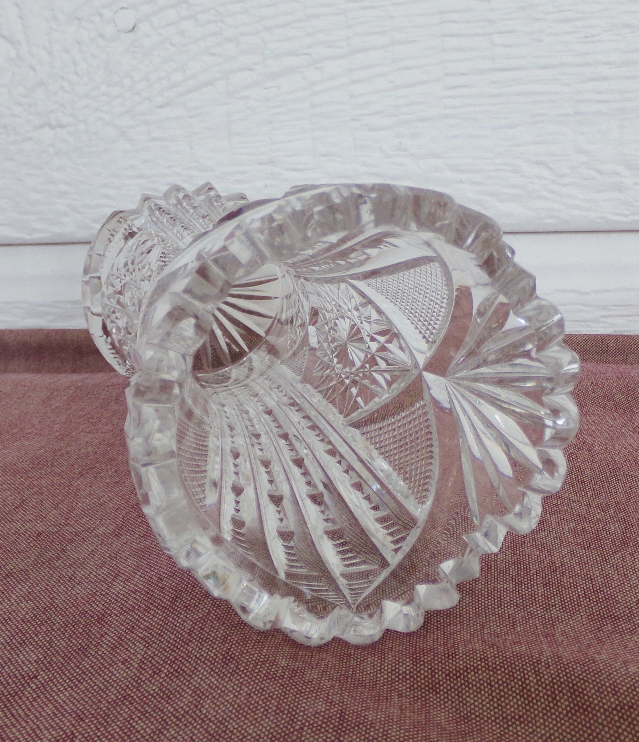 American Brilliant Cut Glass Corset Vase - Etsy