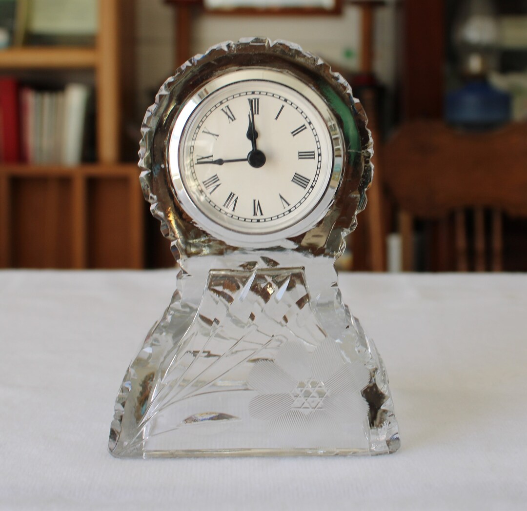 American Brilliant Cut Glass Clock Harvard and Daisy Pattern - Etsy