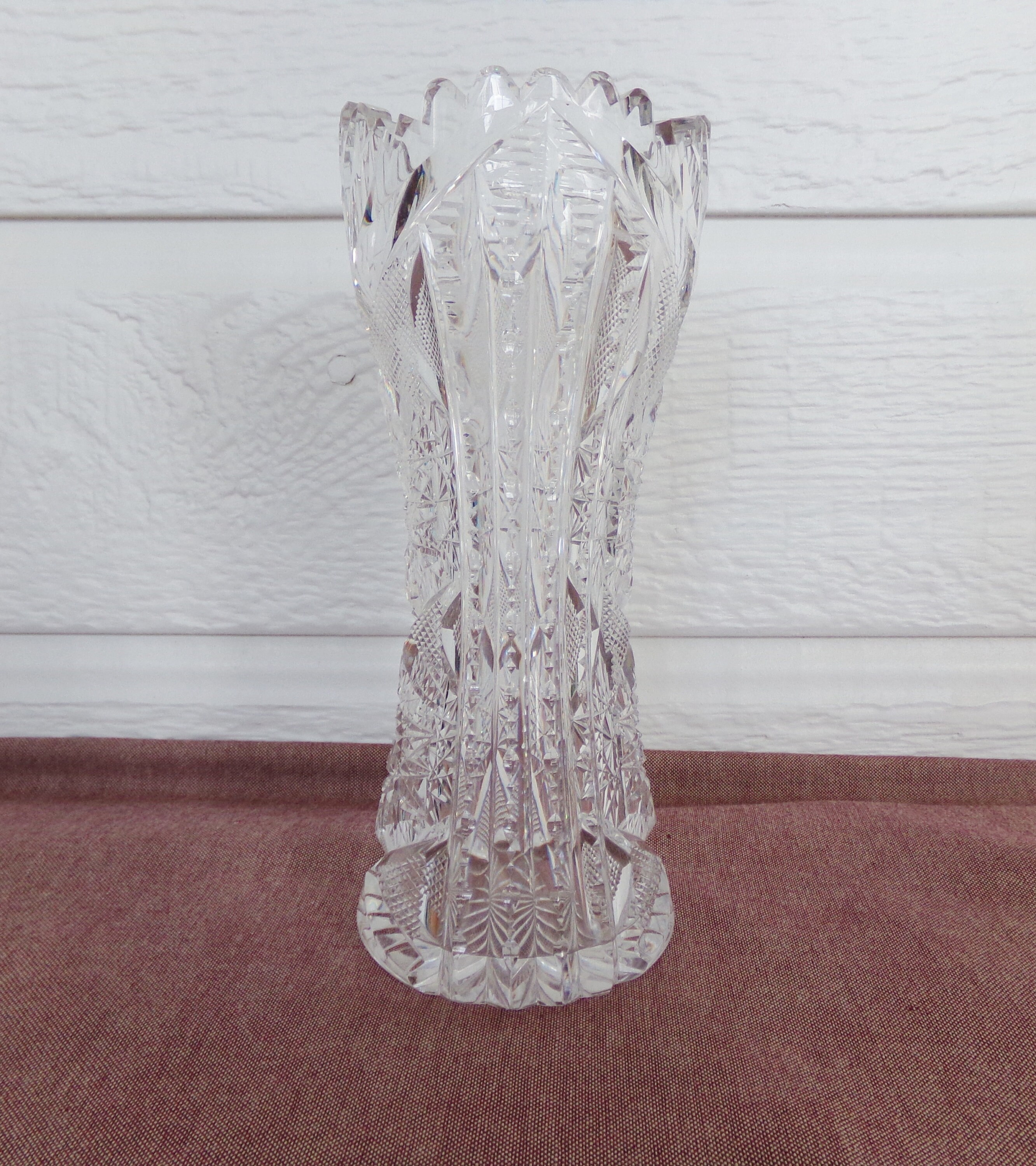 American Brilliant Cut Glass Corset Vase - Etsy