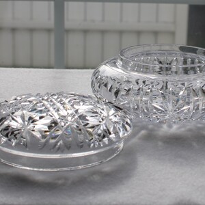 American Brilliant Cut Glass Puff Box or Powder Box - Etsy