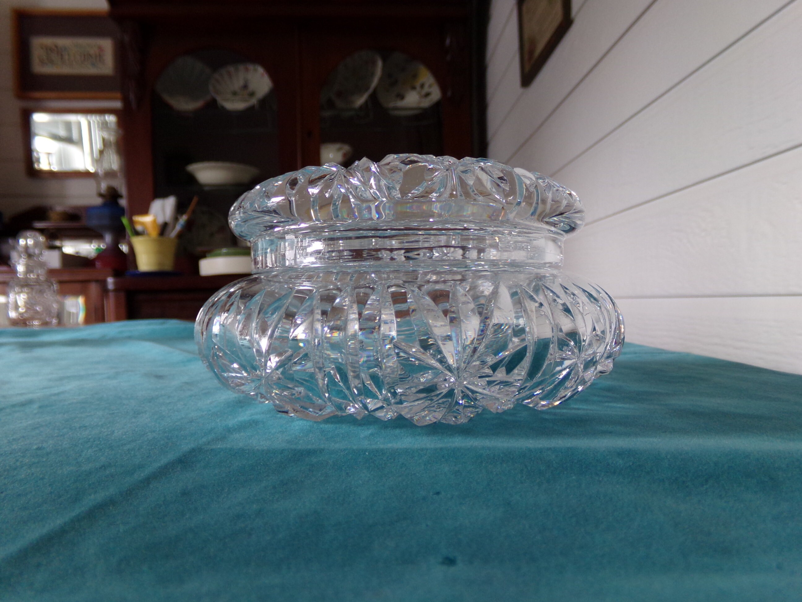 American Brilliant Cut Glass Puff Box or Powder Box - Etsy