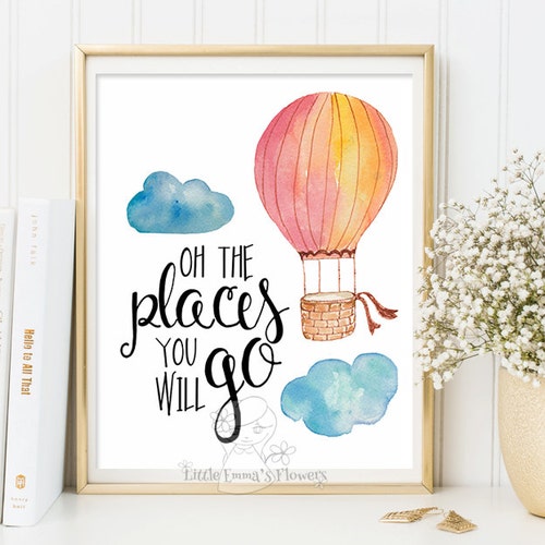 Oh the Places You'll Go Printable Blue Nursery Wall Art | Etsy