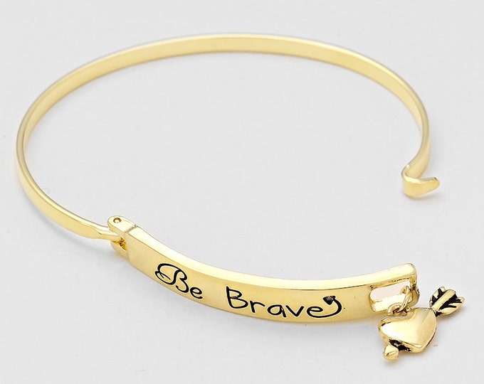 Be Brave Bracelet Slogan Jewelry Be Brave Heart Charms - Etsy