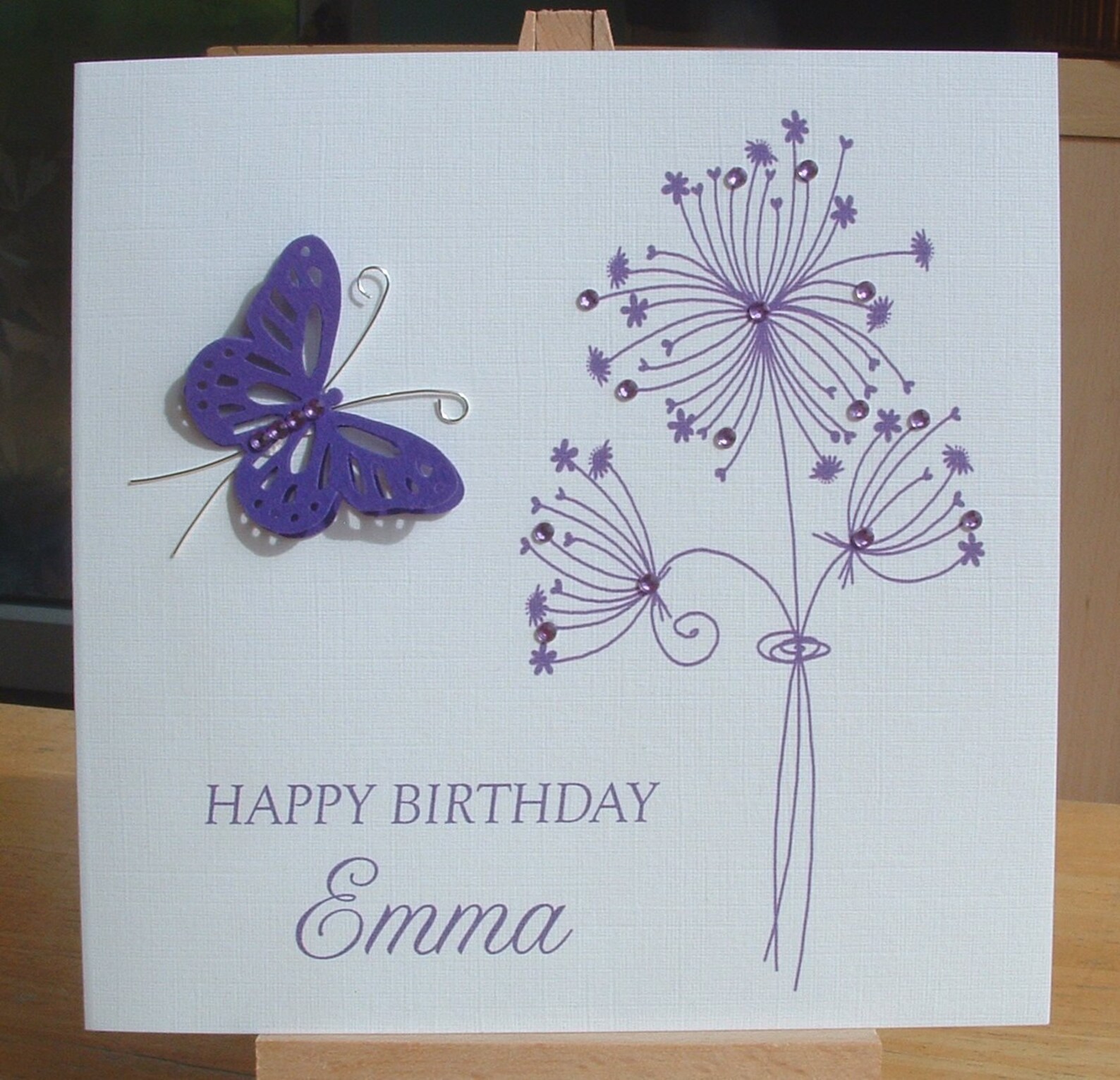 Personalised Card Purple Birthday Card Floral Birthday Card - Etsy UK