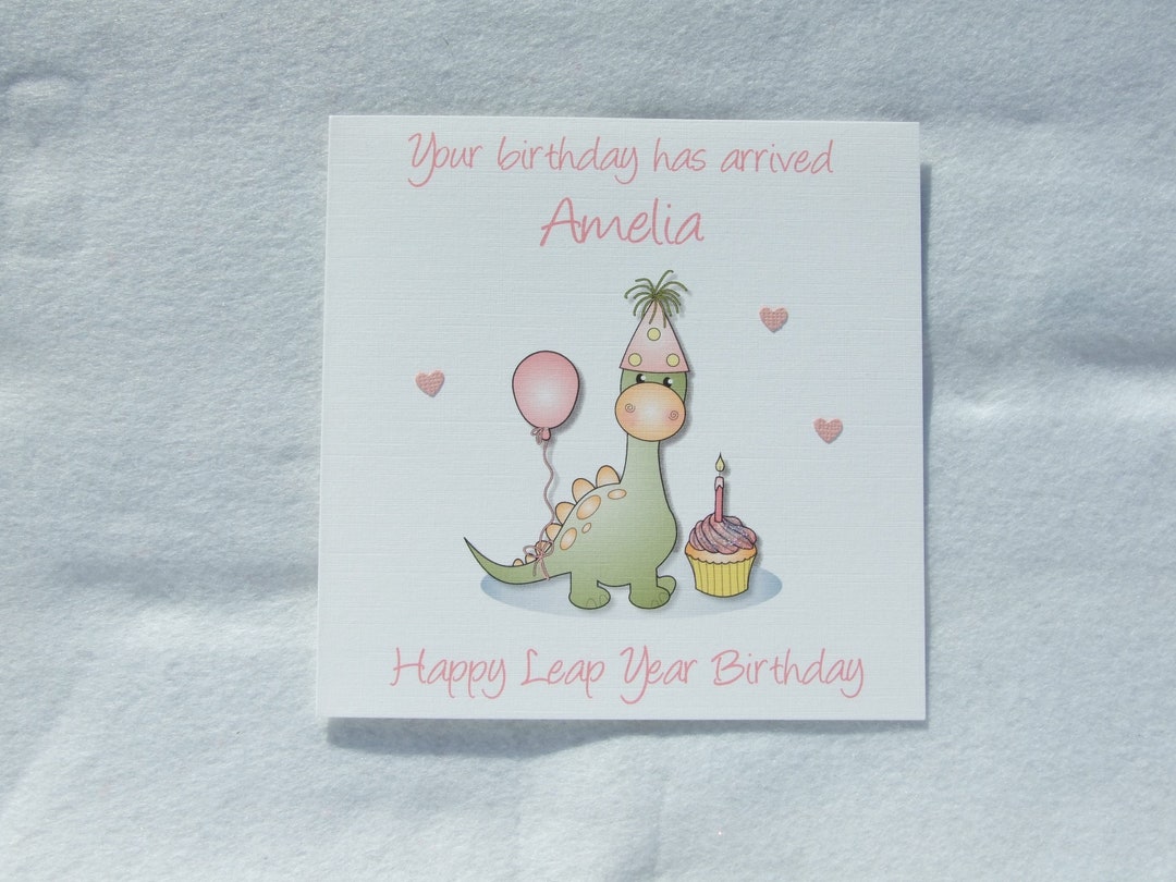 Leap Year Birthday Card, Personalised Leap Year Birthday Card, Dinosaur ...