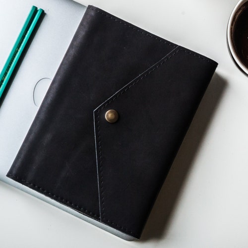 Black Notebook Cover Genuine Leather Journal Cover A5 Notebook - Etsy