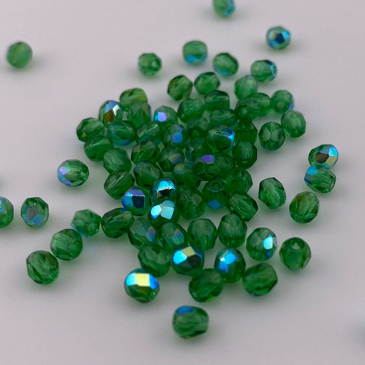 Emerald Green AB Translucent Fire Polish Beads - Etsy