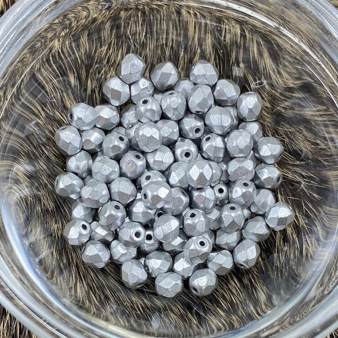Satin Metallic Silver | Opaque | Fire Polish Beads - Etsy